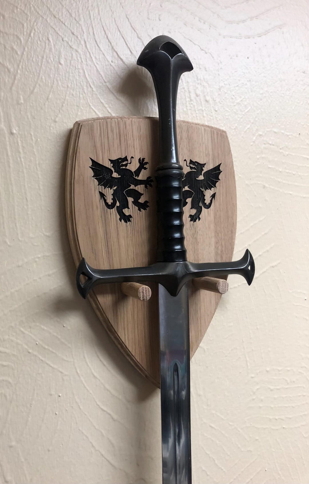 Medieval Sword Wall Mount With Free Laser Engraving of Your Choice. - Etsy