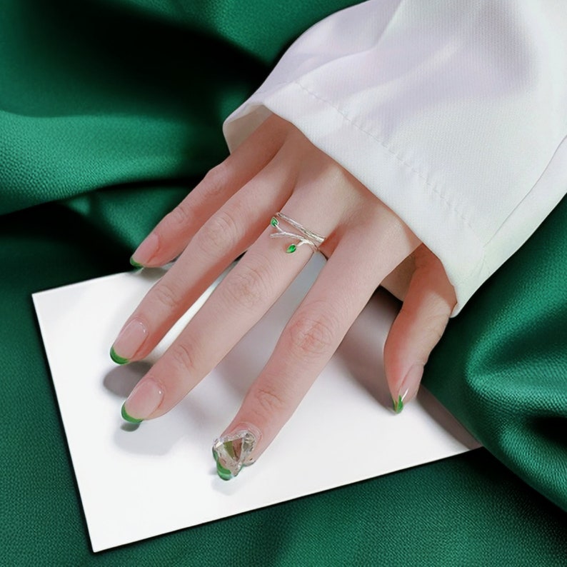 Handmade Silver Ivy Ring for Women, Silver Green Leaf Ring, S925 ...