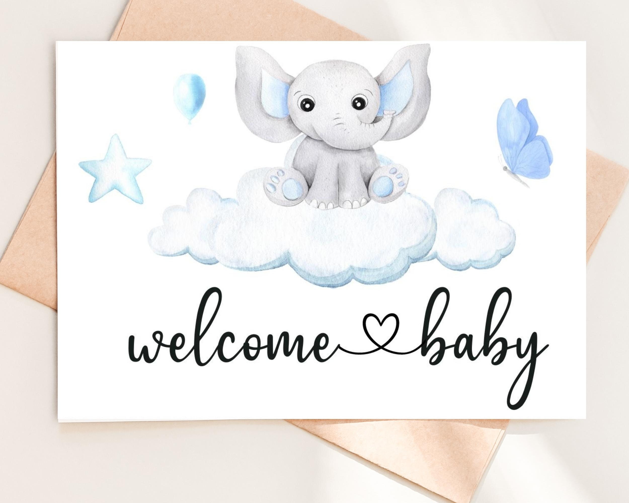 Welcome Baby Printable Card Animal Baby Card Instant Download PDF Card ...