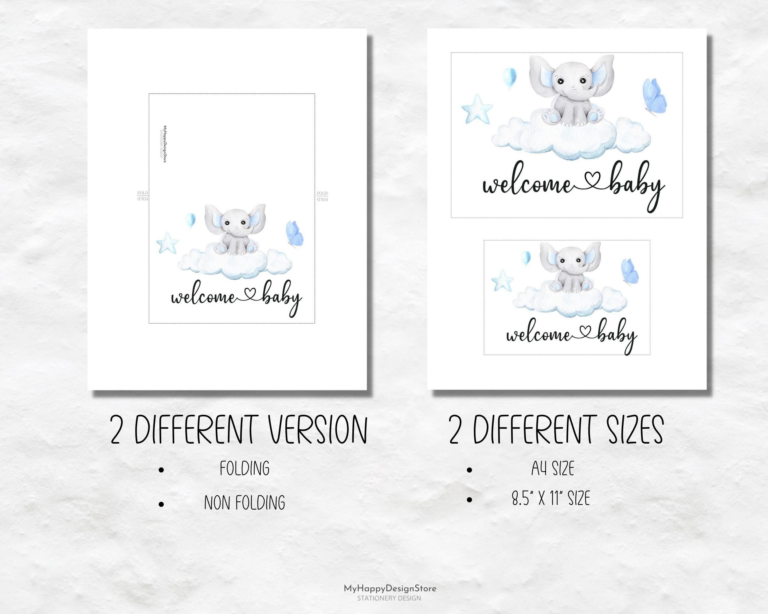 Welcome Baby Printable Card Animal Baby Card Instant Download PDF Card ...