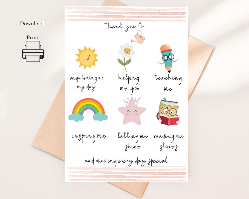 Teacher Thank You Cards Printable Teacher Card Teacher Appreciation ...