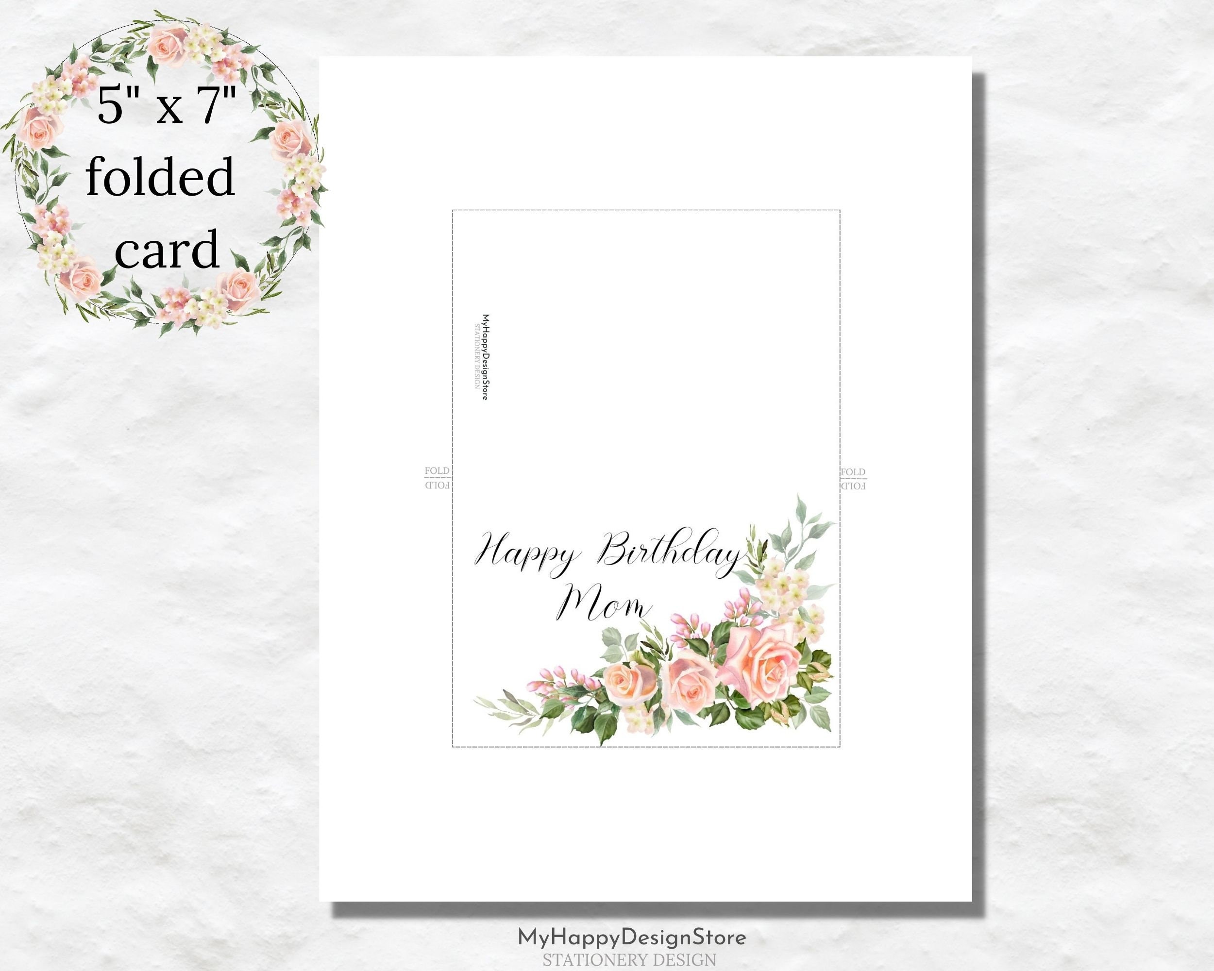 Printable Birthday Card for Mom Mom Happy Birthday Card Floral Birthday ...