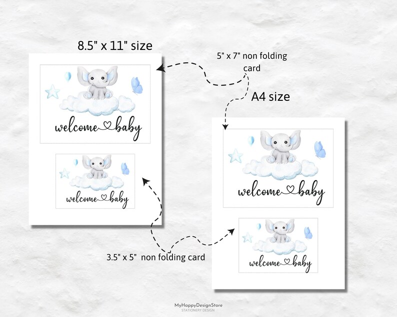 Welcome Baby Printable Card Animal Baby Card Instant - Etsy