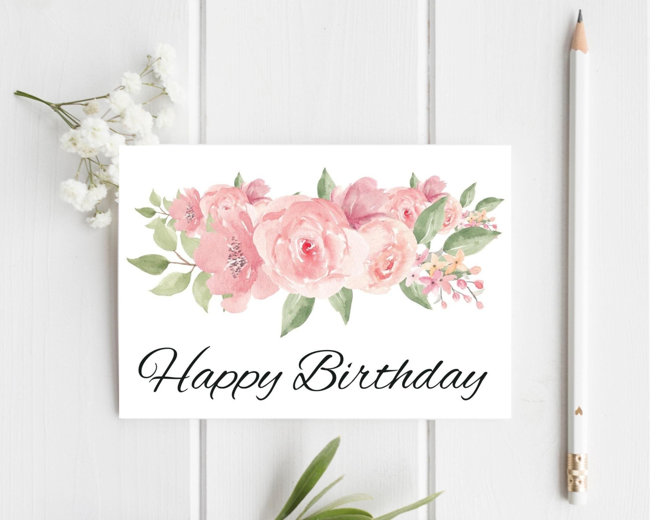 Printable Flower Birthday Card Printable Happy Birthday Card PDF - Etsy
