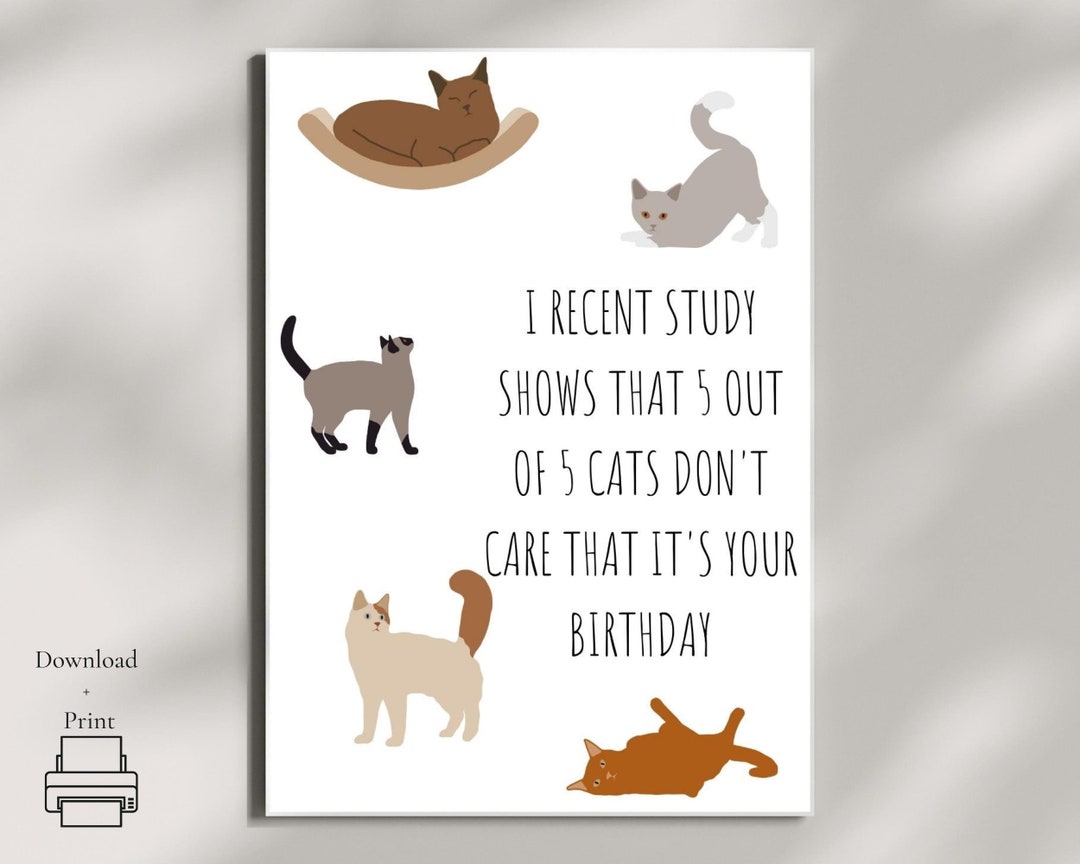 Funny Birthday Printable Funny Cat Printable Birthday Card - Etsy