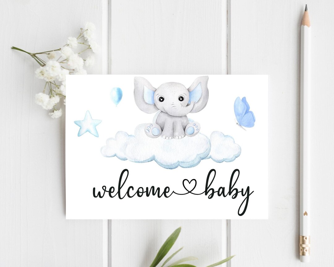 Welcome Baby Printable Card Animal Baby Card Instant Download PDF Card ...