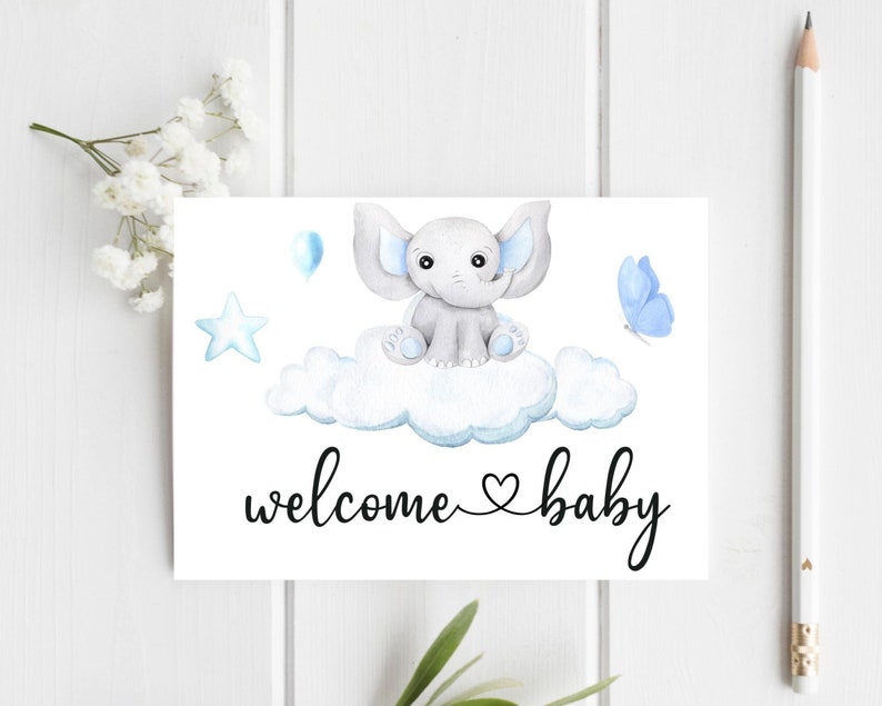 Welcome Baby Printable Card Animal Baby Card Instant - Etsy