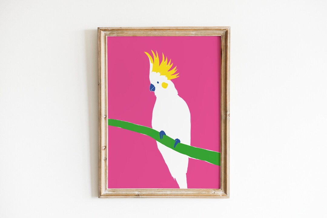 Cockatoo Poster Parrot Wall Art Pop Art Print Pink Wall - Etsy