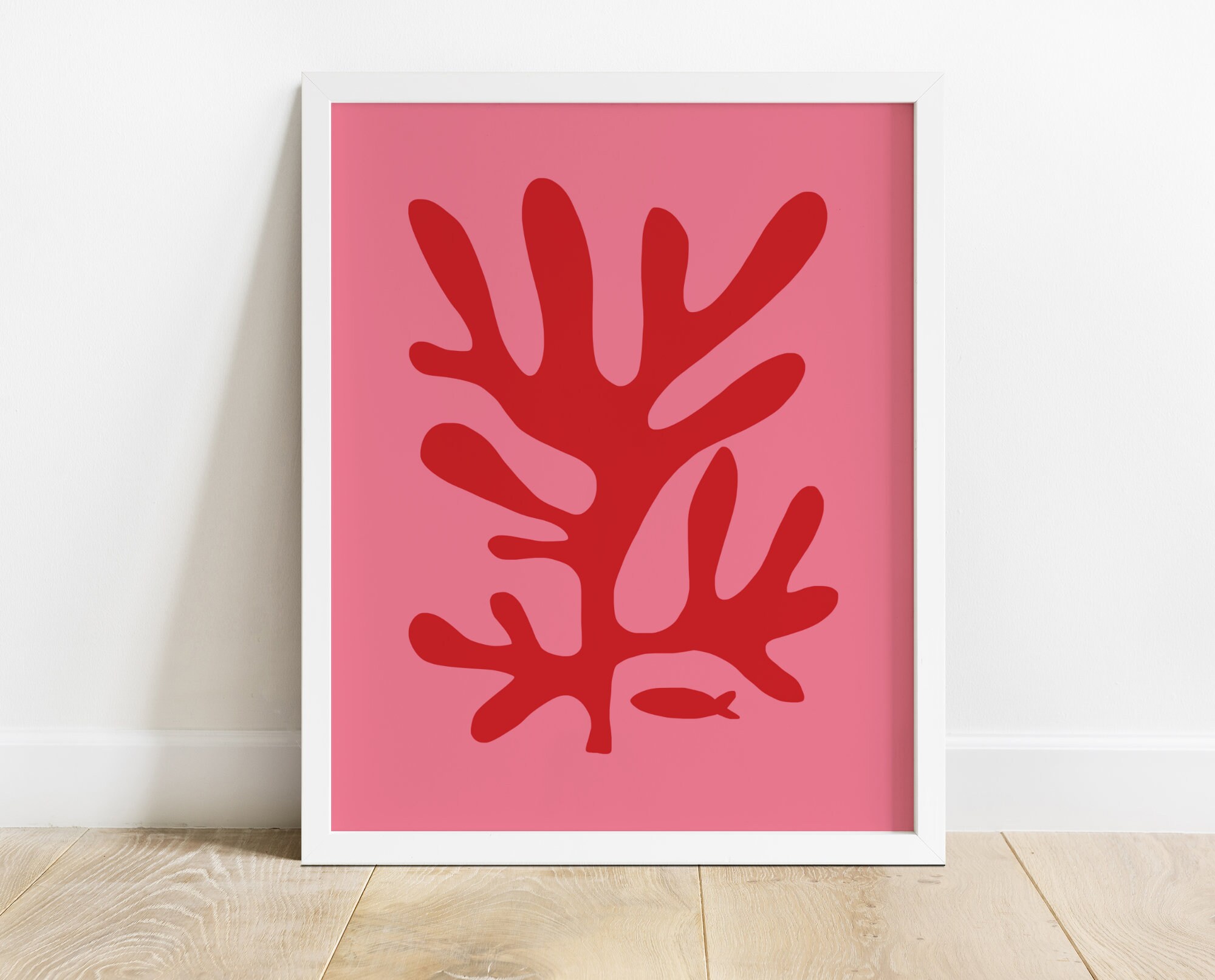 Coral Poster Printable Poster Bathroom Wall Art Bold Color - Etsy