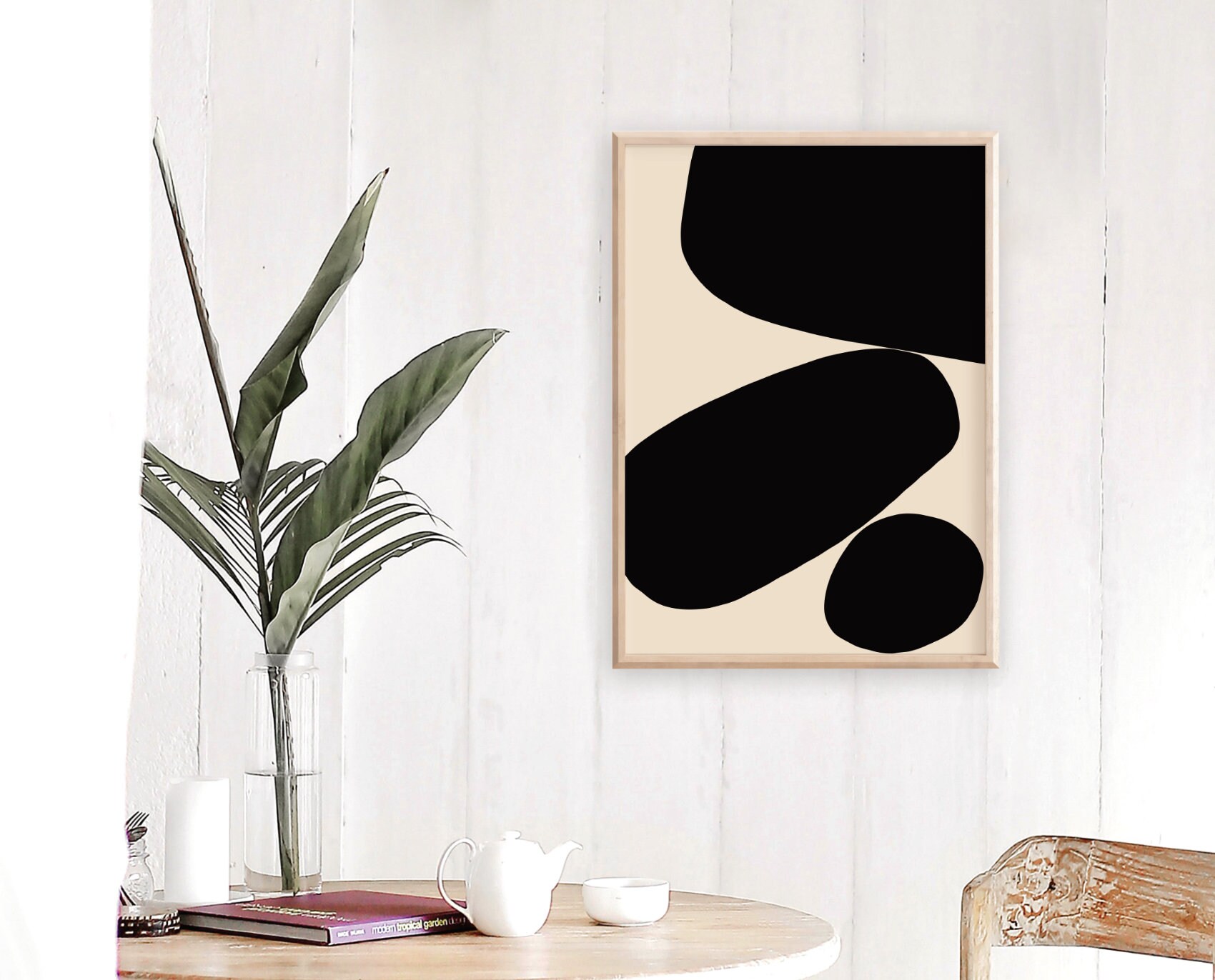 Organic Shapes Poster, Abstract Wall Art, Abstract Poster, Black Shapes ...