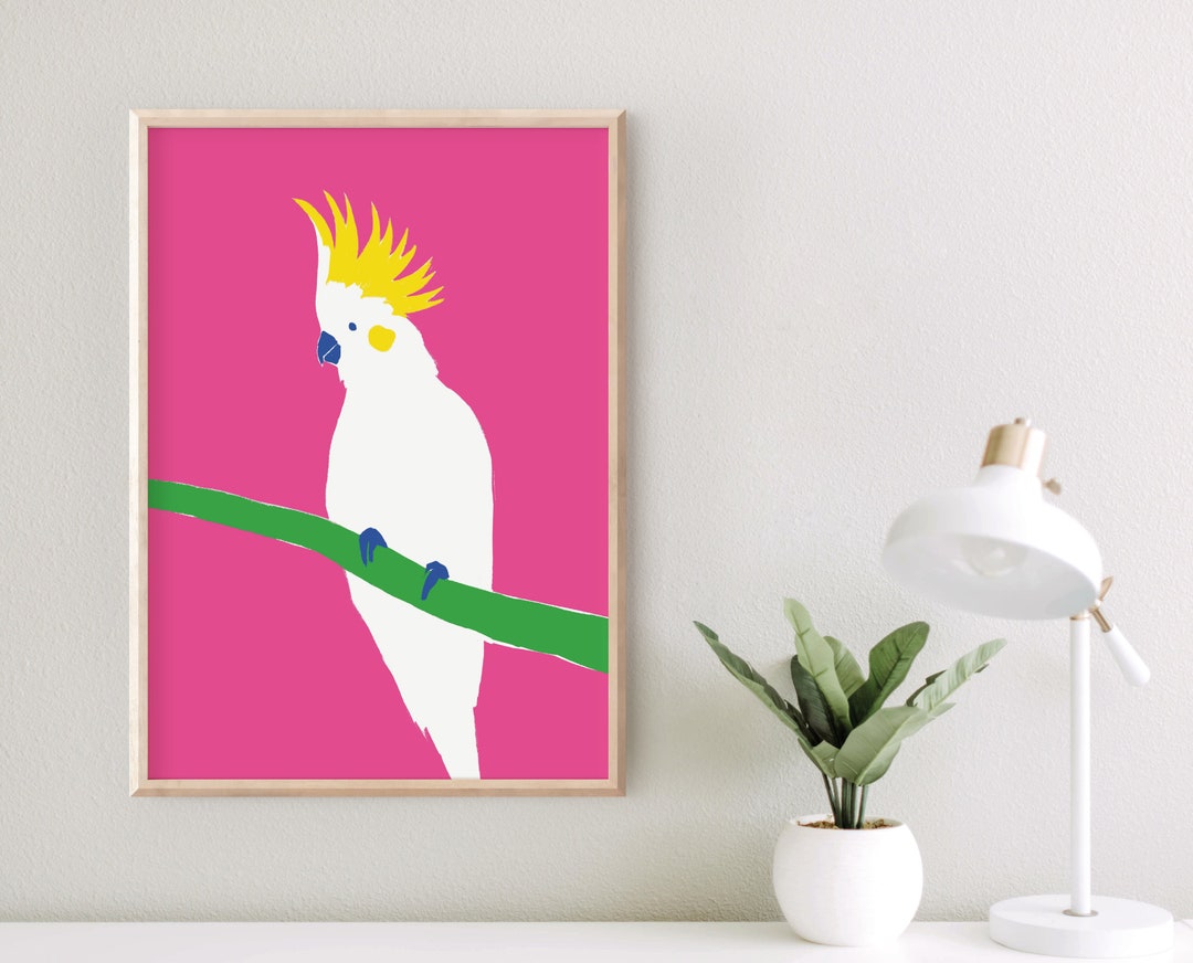 Cockatoo Poster Parrot Wall Art Pop Art Print Pink Wall - Etsy