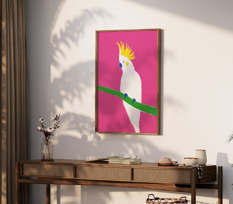Cockatoo Poster Parrot Wall Art Pop Art Print Pink Wall - Etsy
