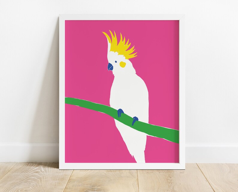 Cockatoo Poster Parrot Wall Art Pop Art Print Pink Wall - Etsy