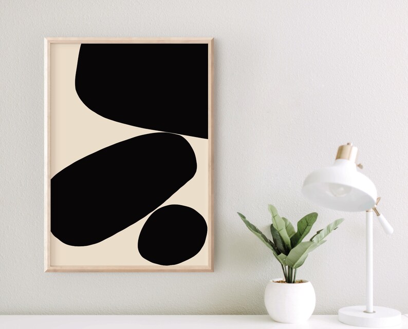 Organic Shapes Poster, Abstract Wall Art, Abstract Poster, Black Shapes ...