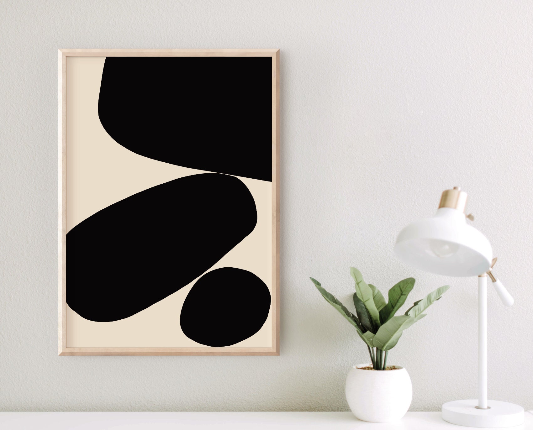 Organic Shapes Poster, Abstract Wall Art, Abstract Poster, Black Shapes ...