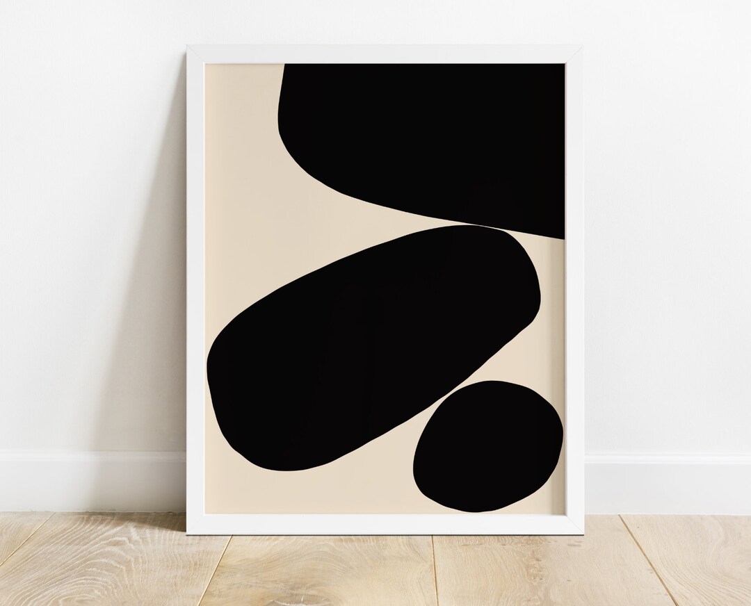 Organic Shapes Poster, Abstract Wall Art, Abstract Poster, Black Shapes ...