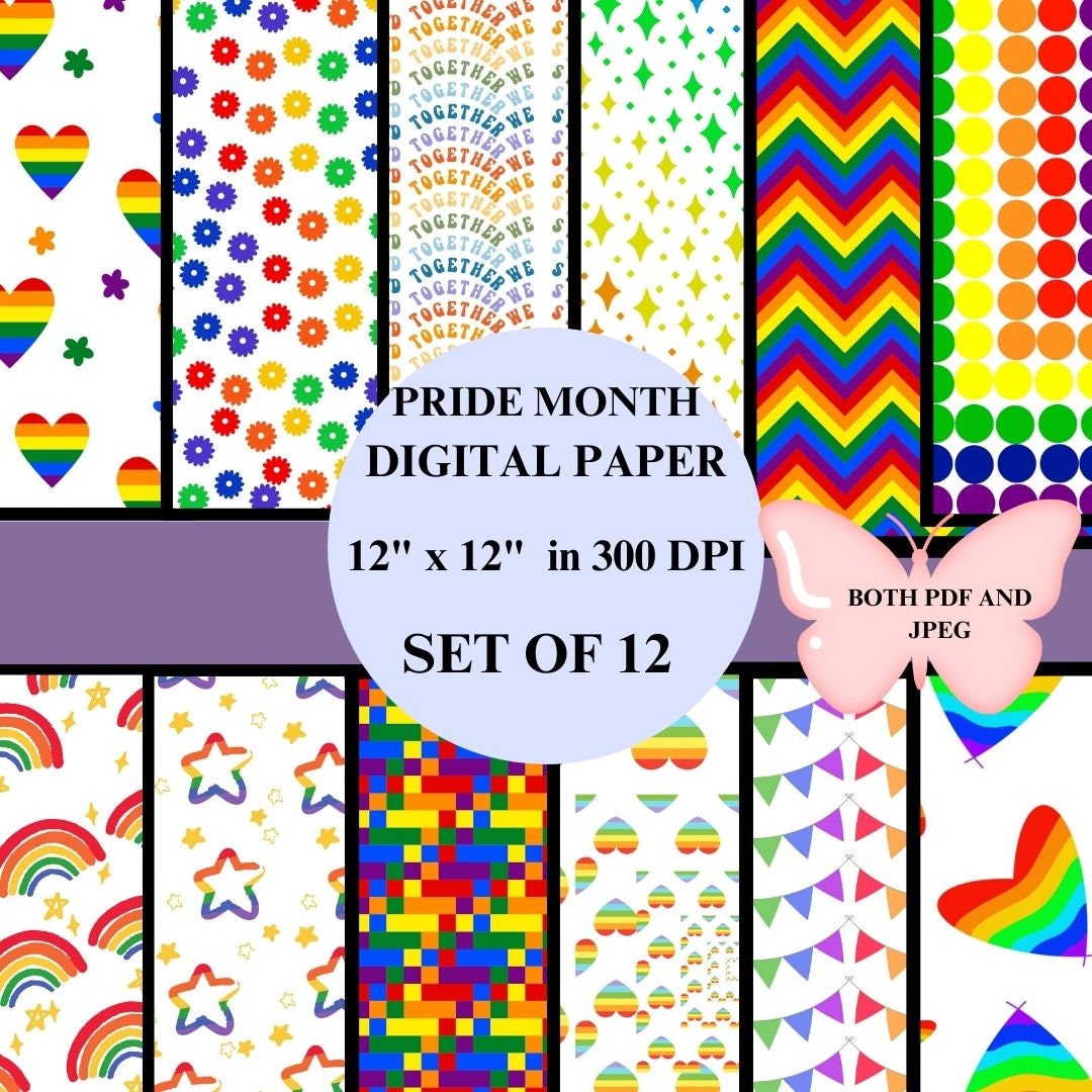 Pride Month Digital Paper Rainbow Pattern Small Commercial - Etsy