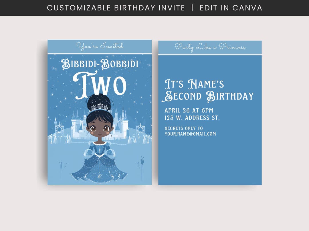 Bibbidi Bobbidi Two Birthday Party Invitation | Bippity Boppity Two ...