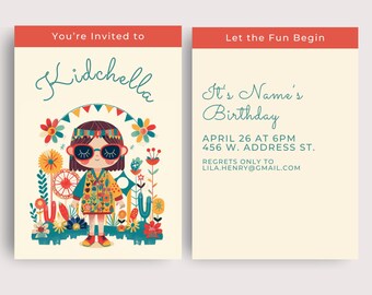 Babychella Birthday Party Invitation | Kidchella Birthday Invite ...