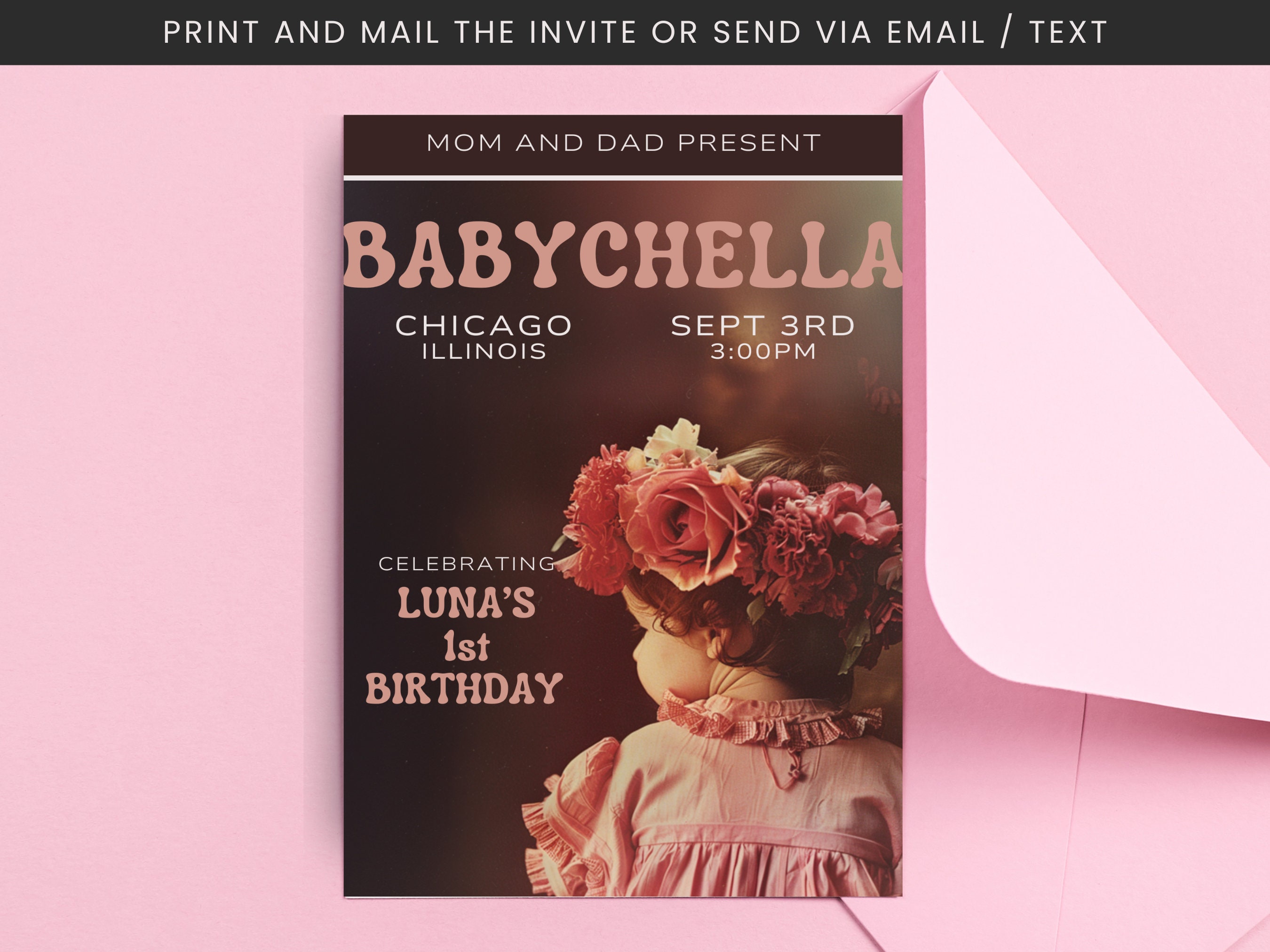 Babychella Birthday Party Invitation | Kidchella Birthday Invite ...