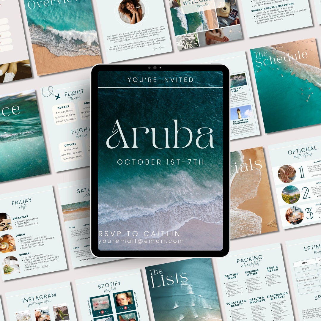 35-page Aruba Travel Guide Template | Group Trip Planner | Aruba ...