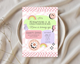 Babychella Birthday Party Invitation | Kidchella Birthday Invite ...