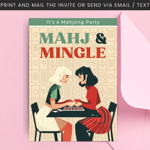 Mahjong Party Invitation | Mahjong Invite | Mahjong Party Supplies ...