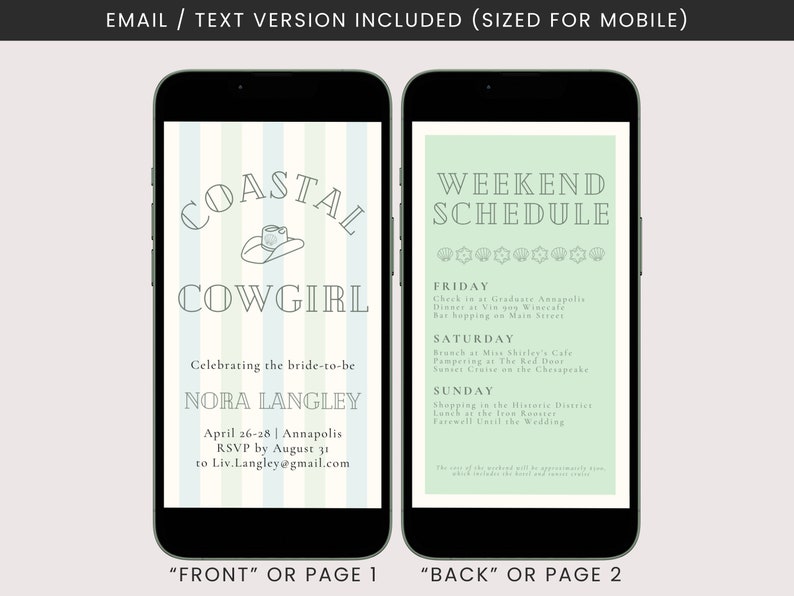 Blue Coastal Cowgirl Bachelorette Invitation and Itinerary | Canva ...