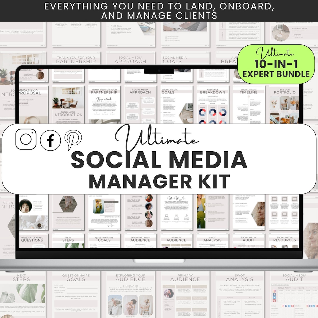 10-in-1 Social Media Manager Bundle | Social Media Management Templates ...
