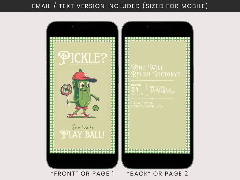 Funny Pickleball Invitation | Cute Pickleball Birthday Invite | Preppy ...