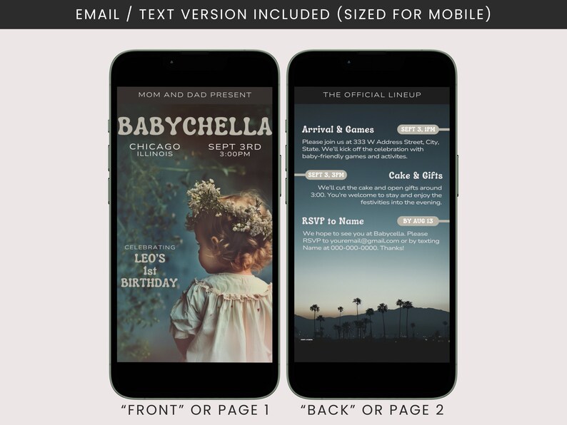 Babychella Birthday Party Invitation | Kidchella Birthday Invite ...