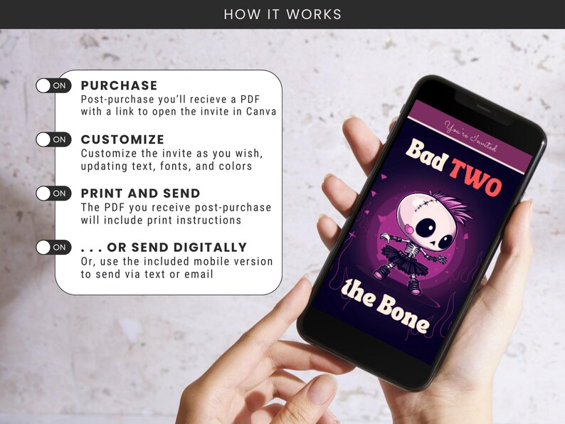 Bad 2 the Bone Invitation | Bad Two the Bone Party Invite | Two-year ...