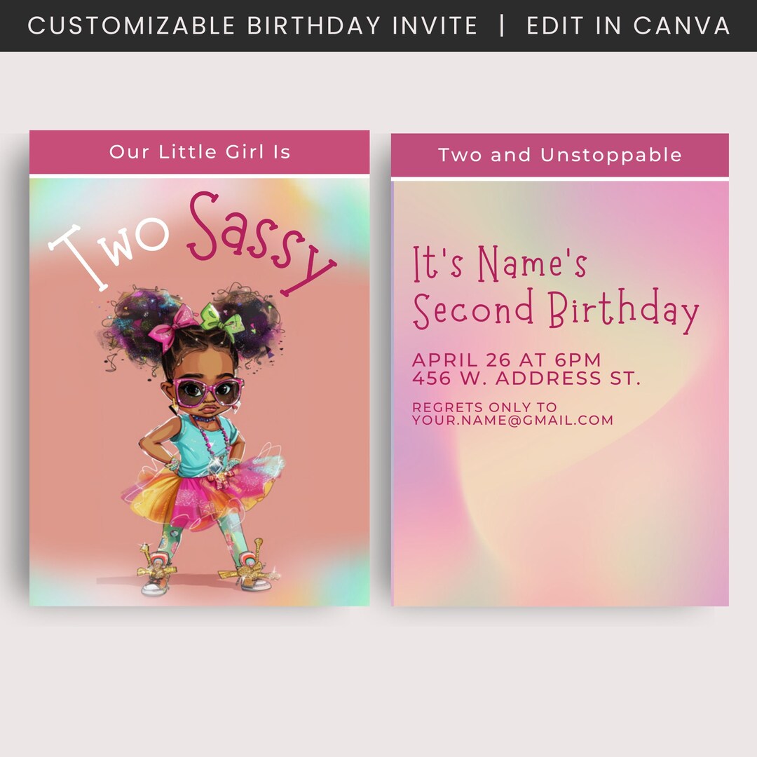 Two Sassy Birthday Invite | Two Cool Birthday Invitation | Two Two Cute ...