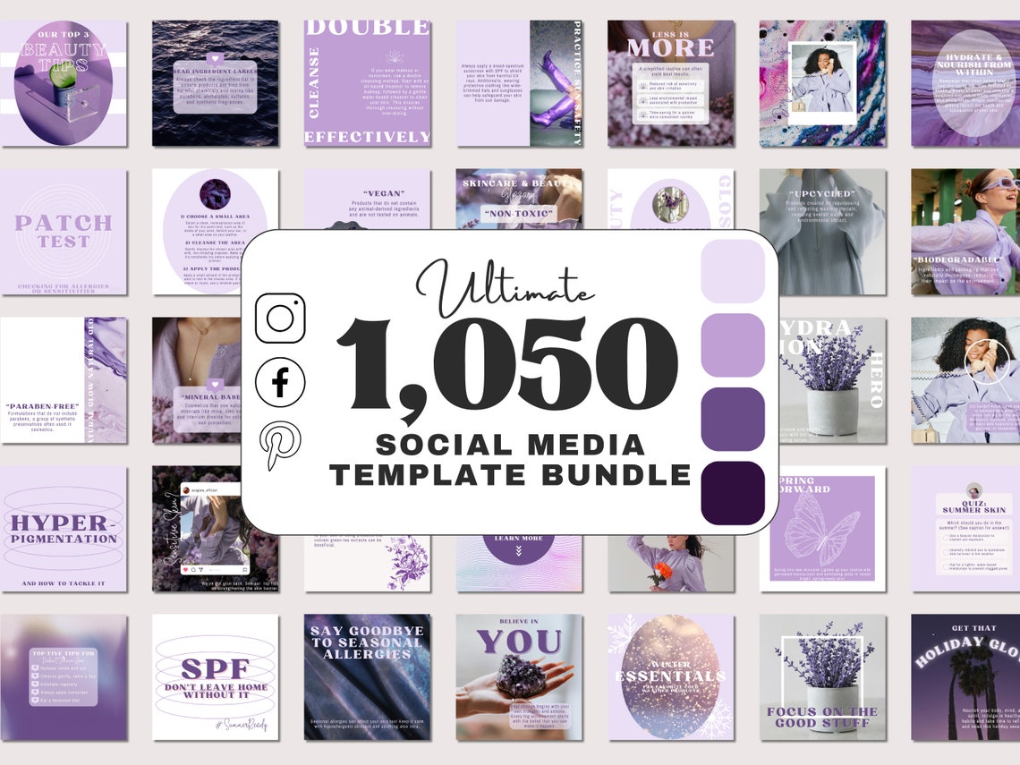 1,050 Canva Social Media Posting Templates for Social Media Management ...