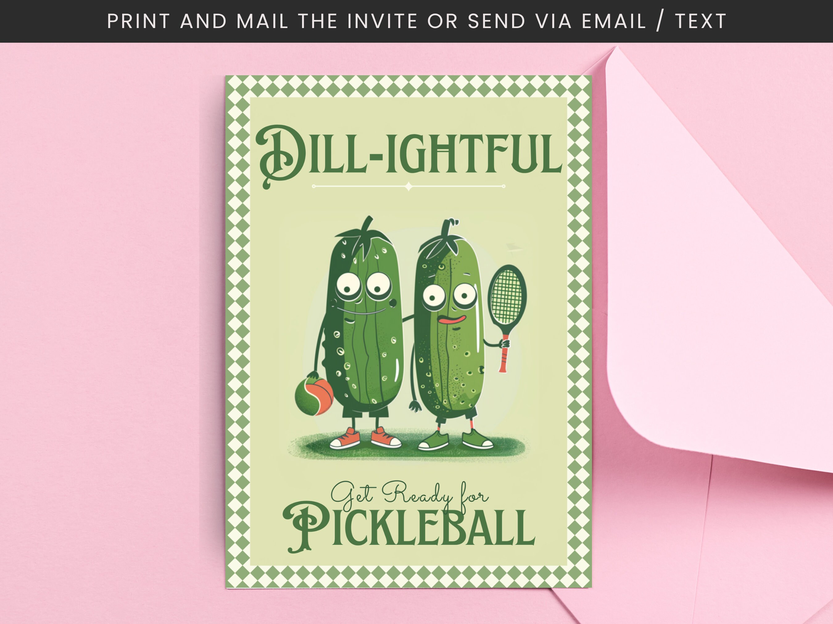 Funny Pickleball Invitation | Cute Pickleball Birthday Invite | Preppy ...