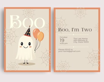 Boo I'm Two Invitations Our Little Boo is Turning Two Boo Turning Two ...