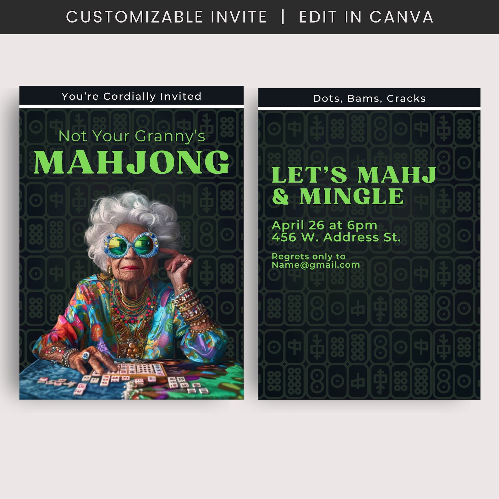 Mahjong Party Invitation | Mahjong Invite | Mahjong Party Supplies ...