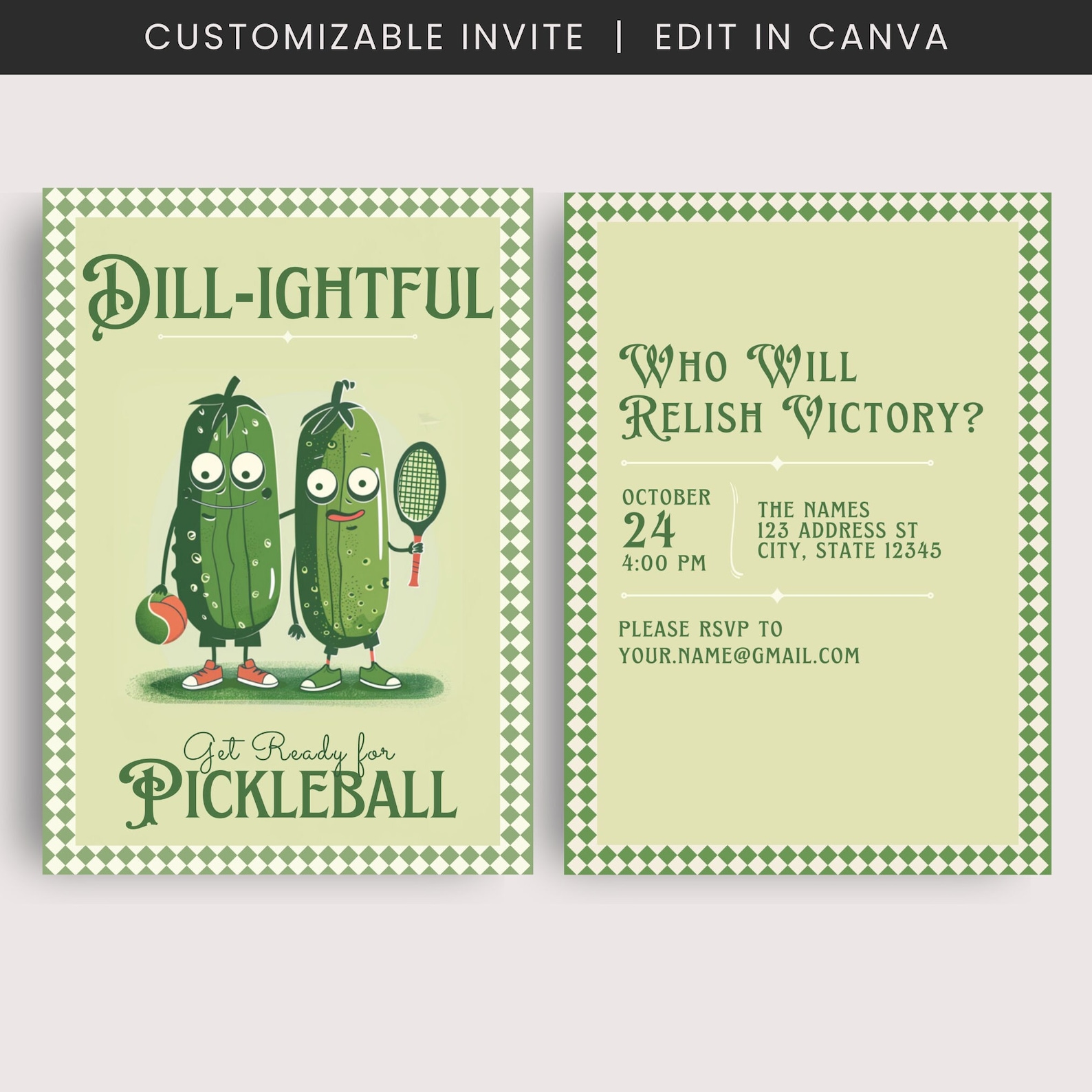 Funny Pickleball Invitation | Cute Pickleball Birthday Invite | Preppy ...