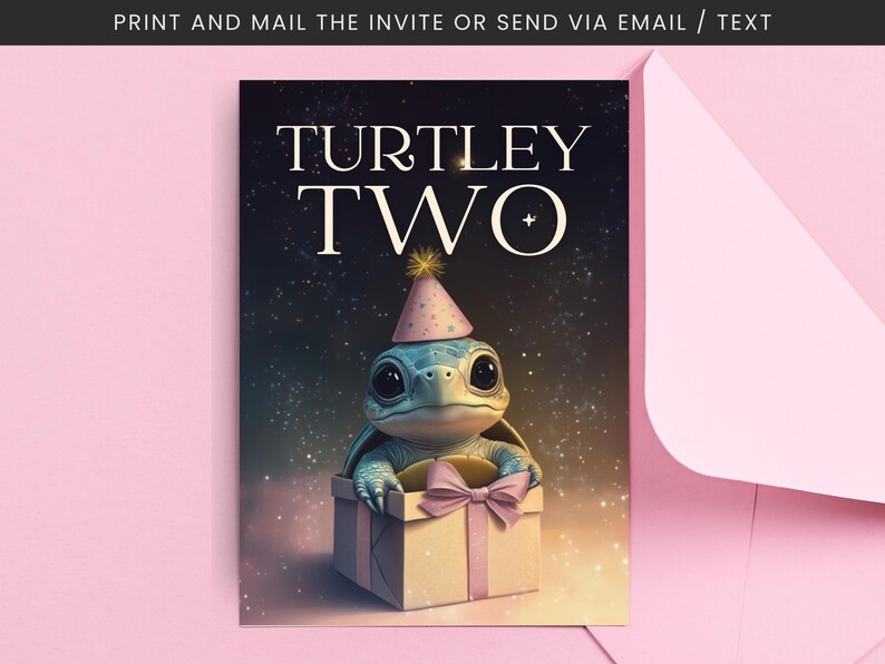Turtley Two Birthday Invitation | Turtley Awesome Invitation | Cute ...