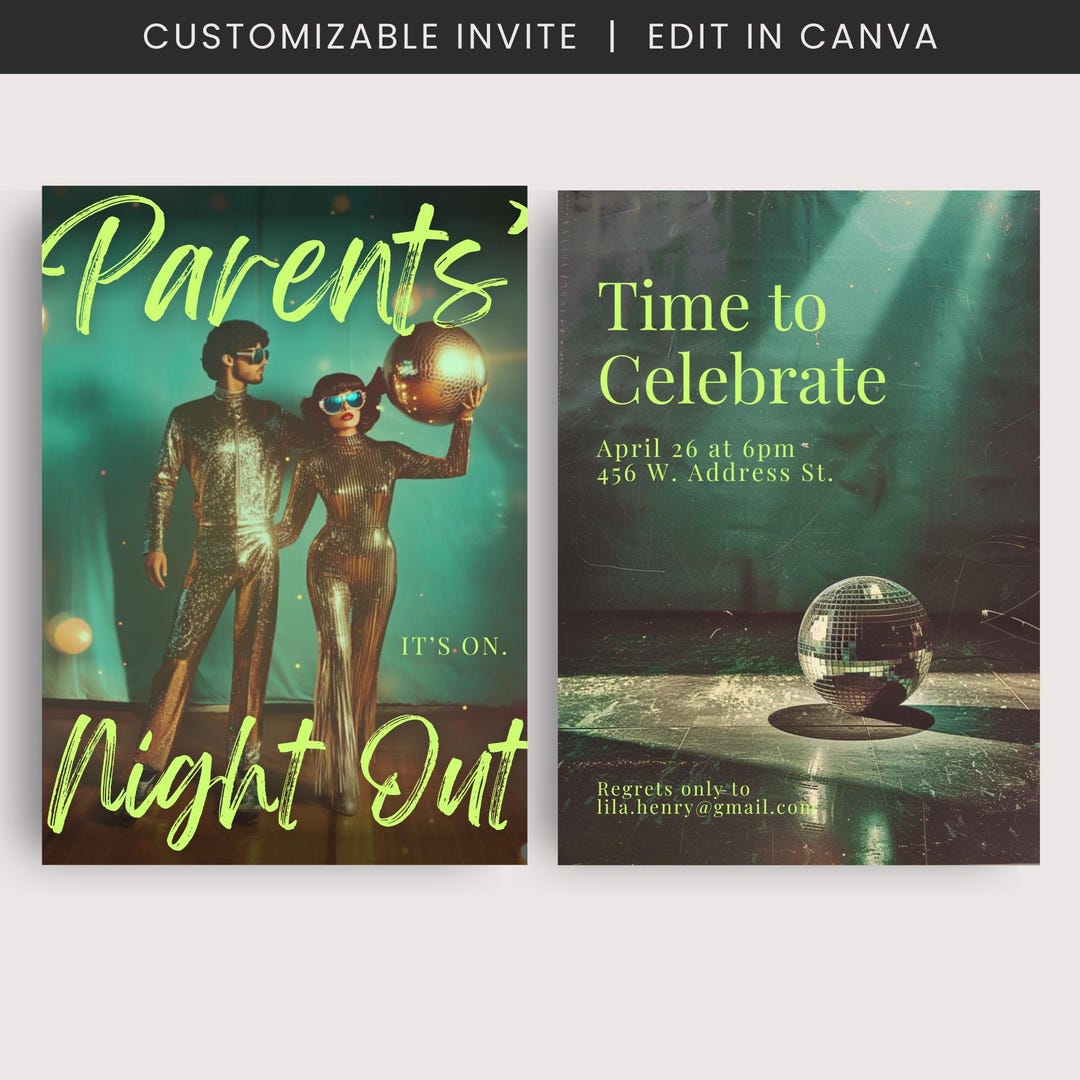 Parents' Night Out Invitation | Mom and Dad's Night Out | Retro Couples ...