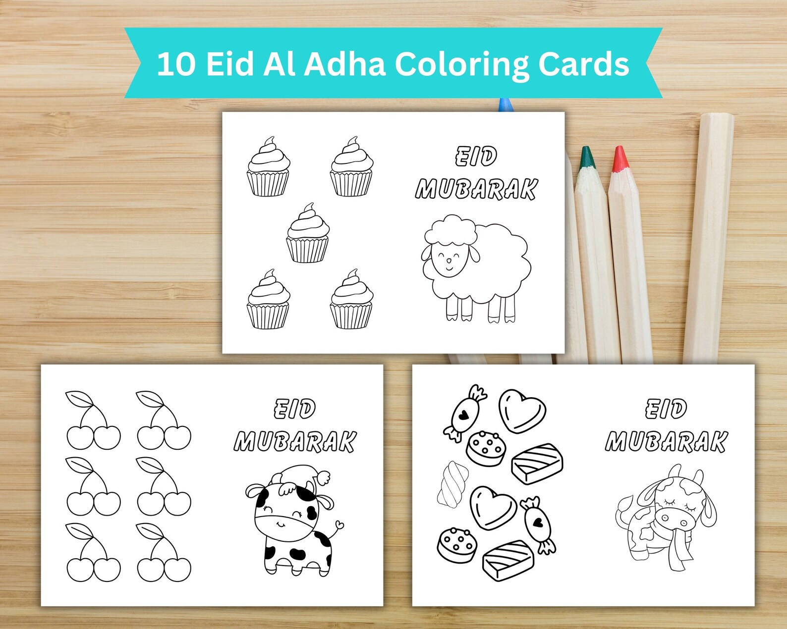 Eid Coloring Card Printable, DIY Eid Cards, Kids Eid Crafts, A4 Eid Al ...
