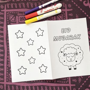 Eid Coloring Card Printable, DIY Eid Cards, Kids Eid Crafts, A4 Eid Al ...