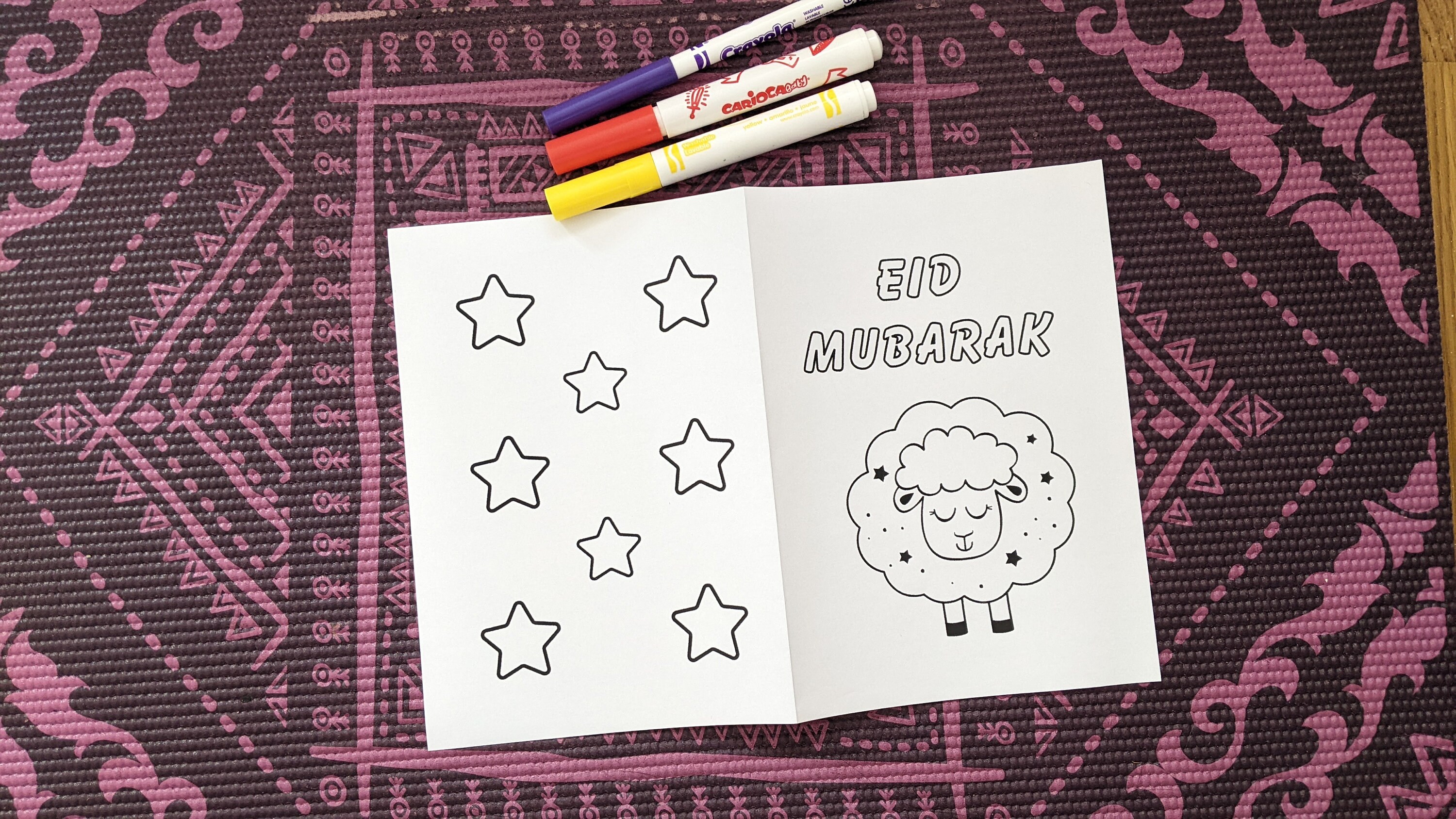 Eid Coloring Card Printable, DIY Eid Cards, Kids Eid Crafts, A4 Eid Al ...