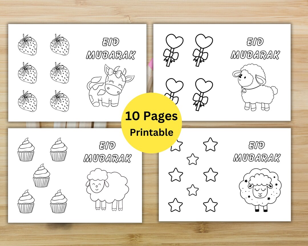 Eid Coloring Card Printable, DIY Eid Cards, Kids Eid Crafts, A4 Eid Al ...
