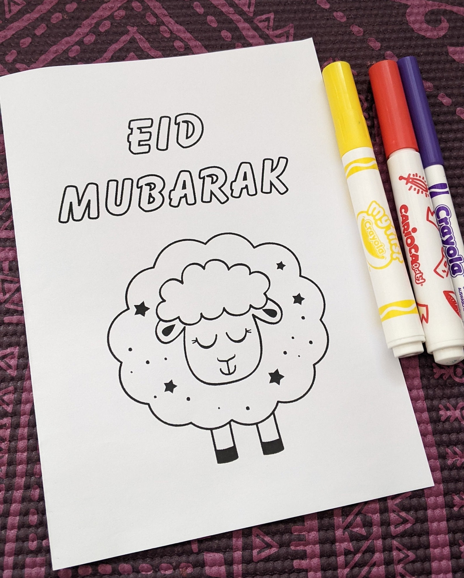 Eid Coloring Card Printable, DIY Eid Cards, Kids Eid Crafts, A4 Eid Al ...