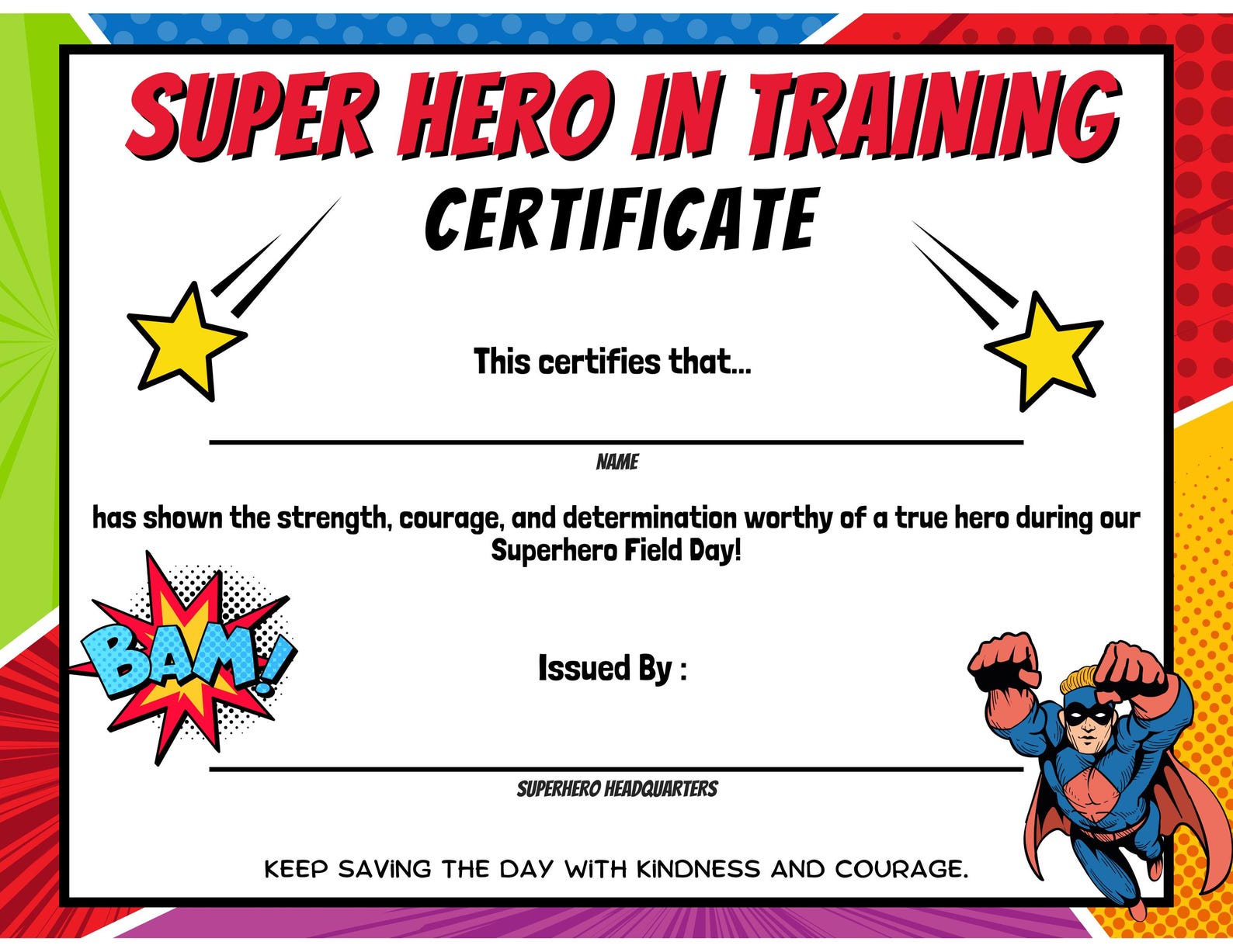 PRINTABLE Superhero Field Day Certificate - PDF - Etsy