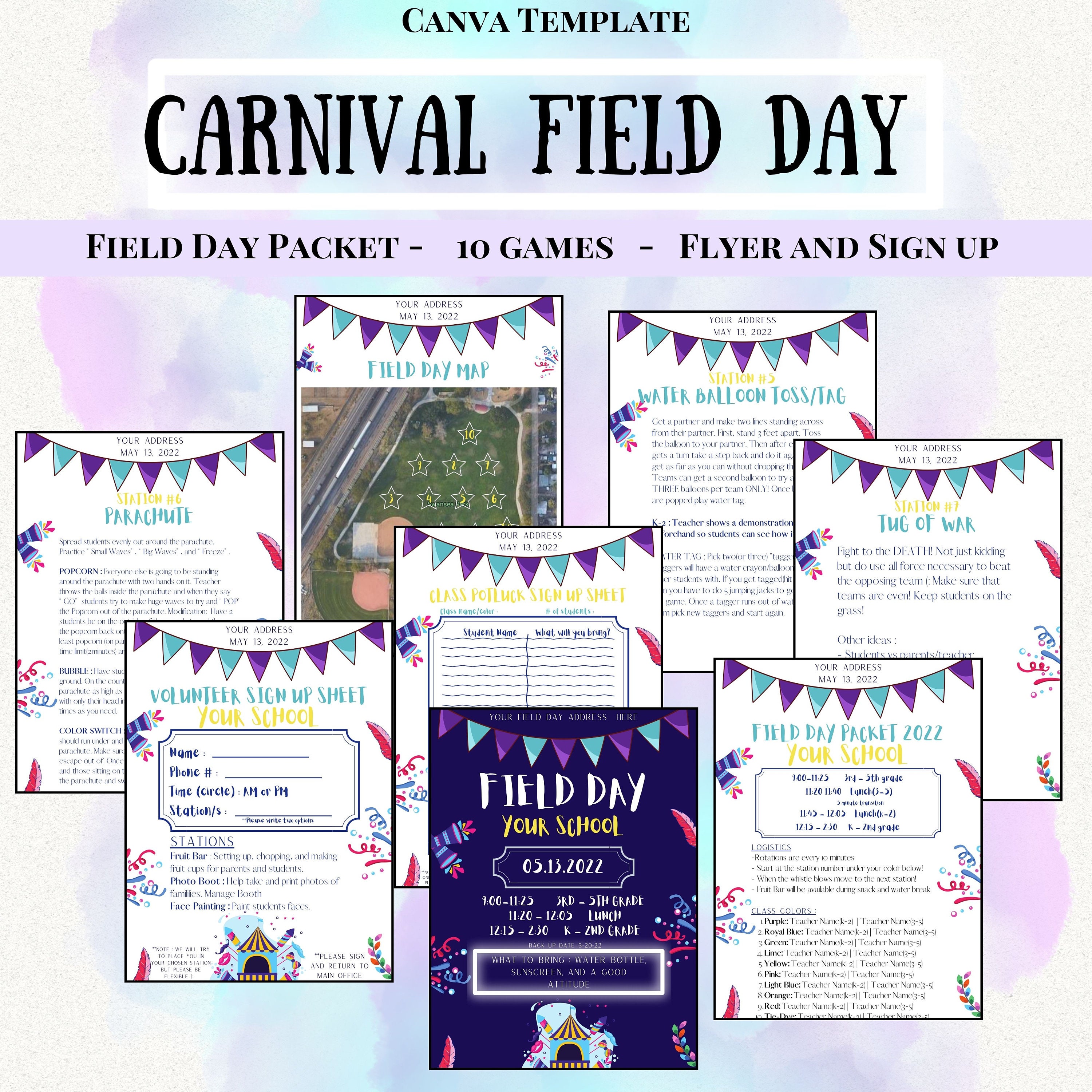EDITABLE Carnival Field Day Template on Canva ELEMENTARY - Etsy