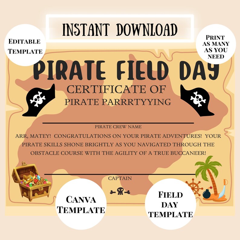 CUSTOMIZABLE Pirate Field Day Template on Canva - ELEMENTARY ...