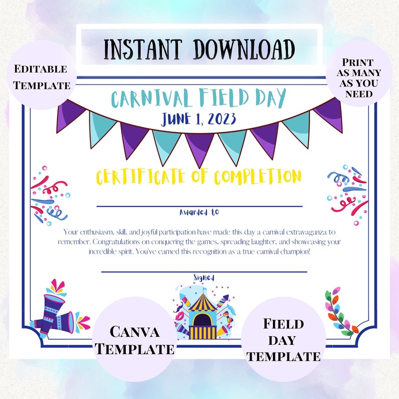 EDITABLE Carnival Field Day Template on Canva ELEMENTARY - Etsy
