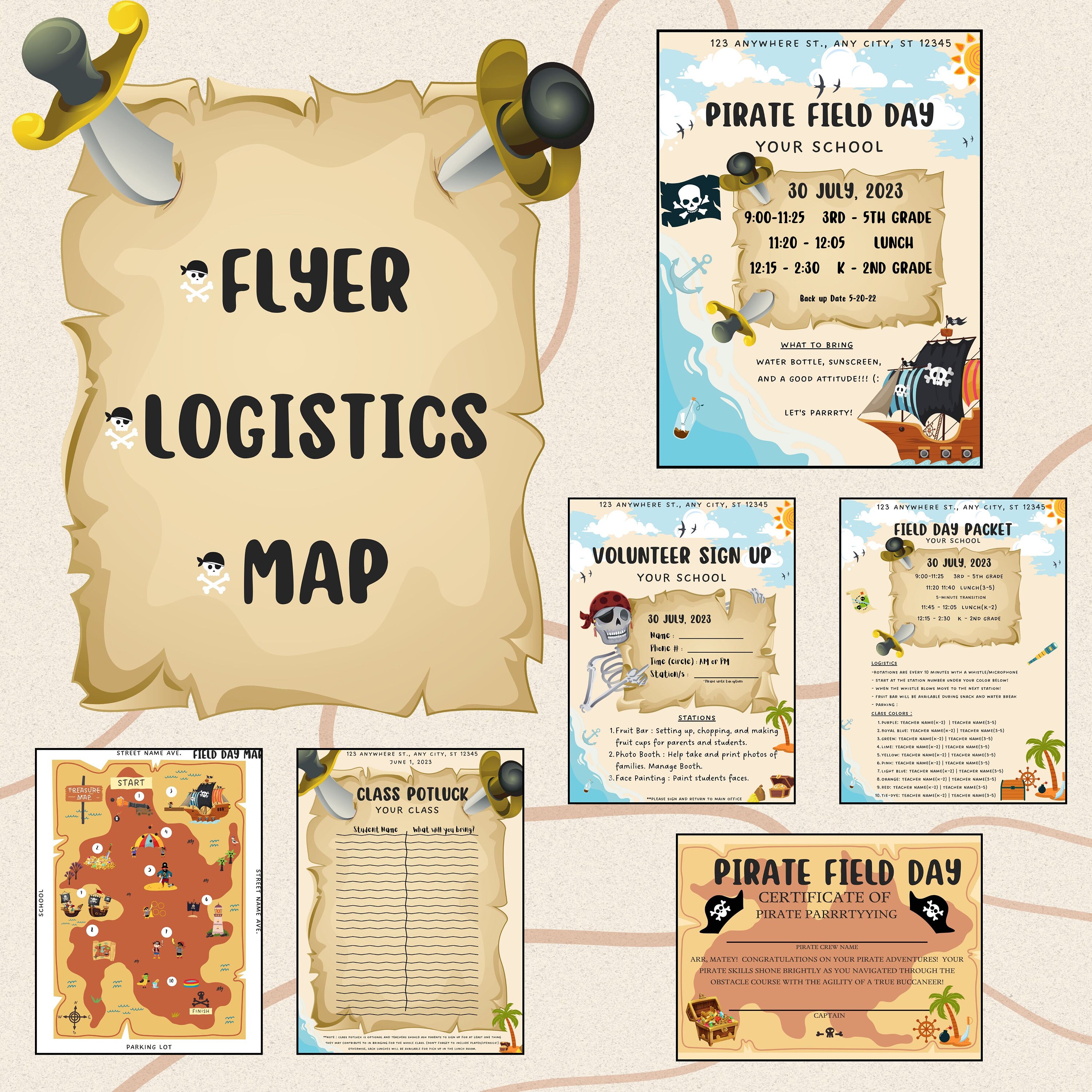 CUSTOMIZABLE Pirate Field Day Template on Canva - ELEMENTARY ...